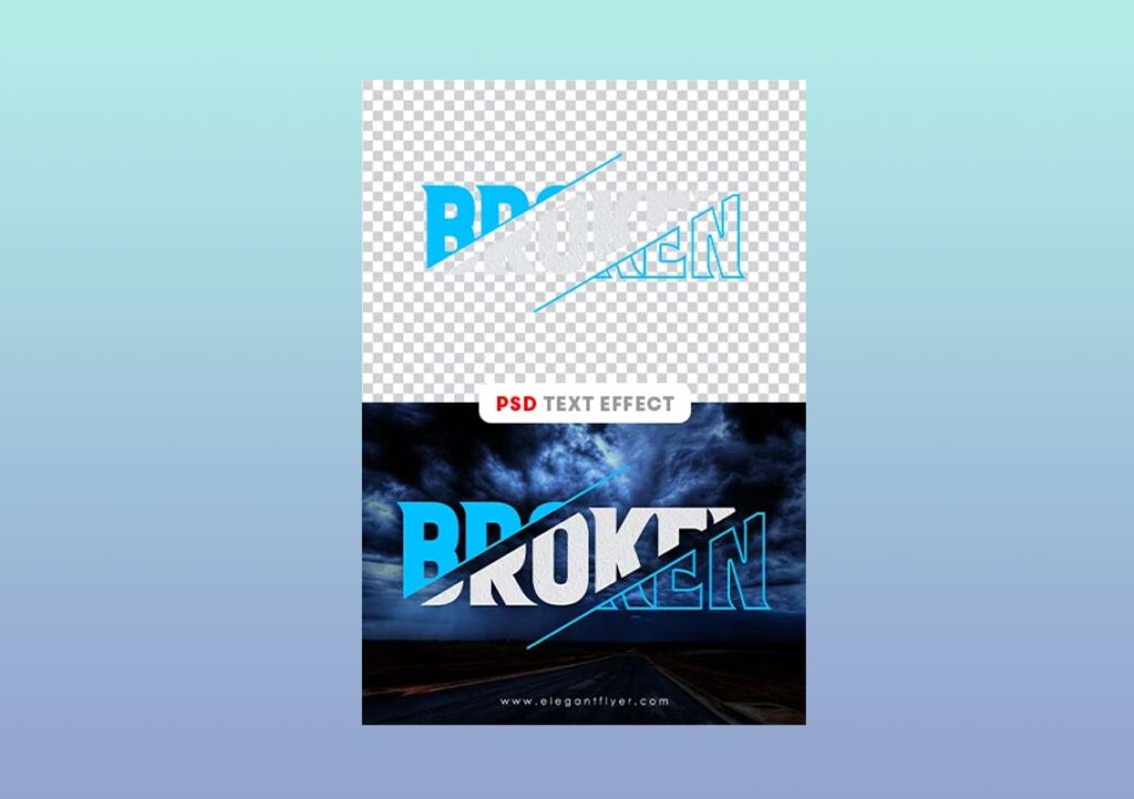 A free broken shard, cut, split text effect PSD for photoshop – mock-up ...