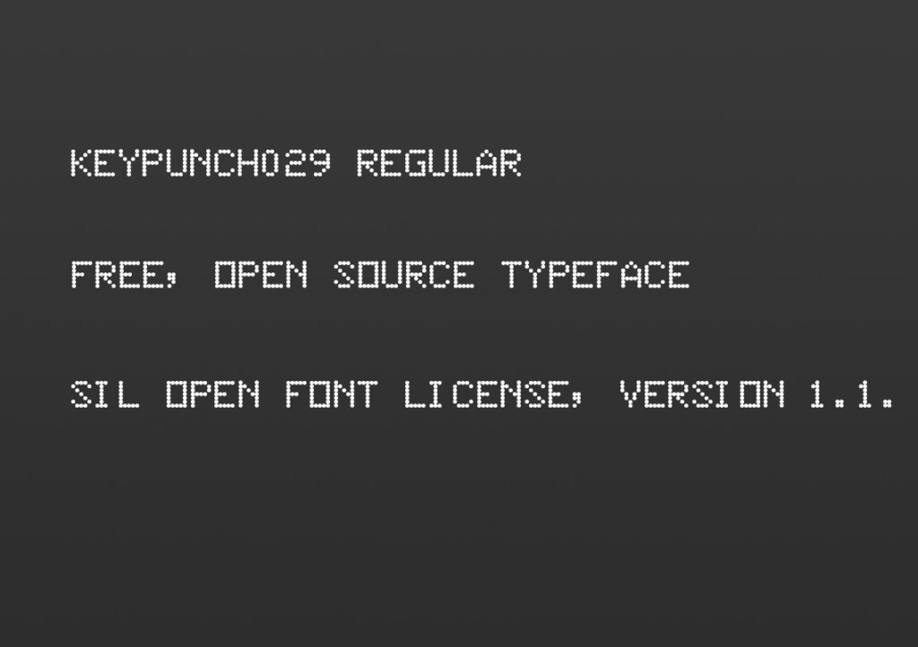 A free open source, 1980’s style, monospaced font, KeyPunch029 Typeface ...